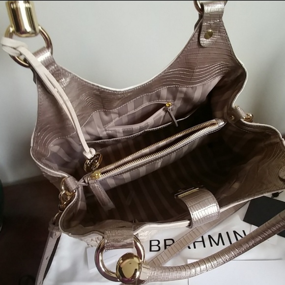 Brahmin | Bags | Brahmin Elisa Signature Limestone Tritexture Nwt ...